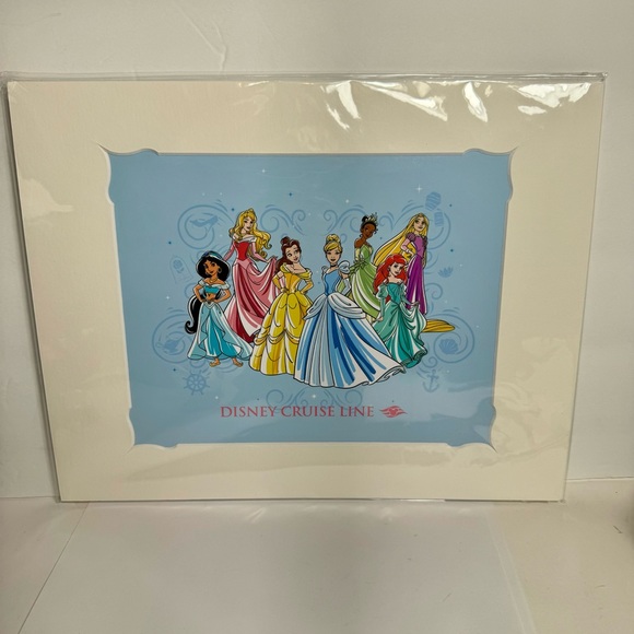 Disney | Art | Nwt Disney Princesses Print Matted Seven Princesses ...
